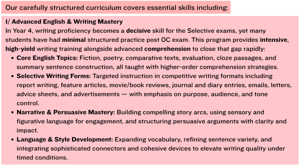 Year 4 Selective Fundamentals - Scholarly Prep
