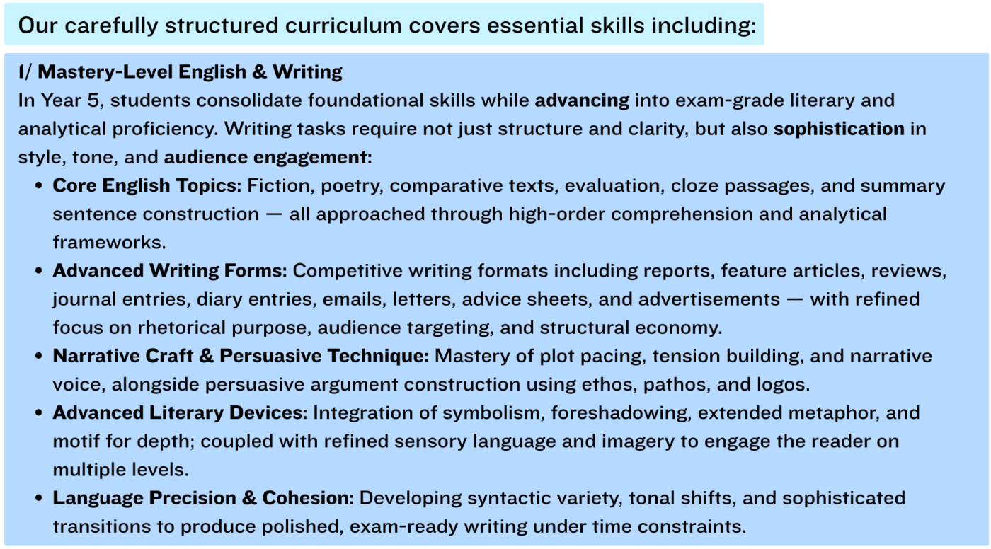 Year 5 Selective - Scholarly Prep