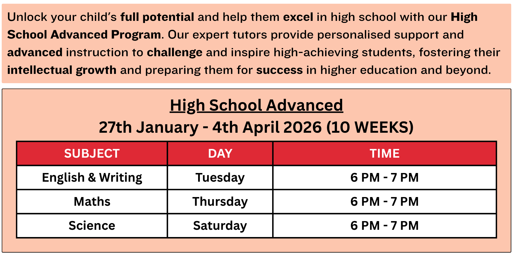 High School Advanced Term 1 2026 - Scholarly Prep